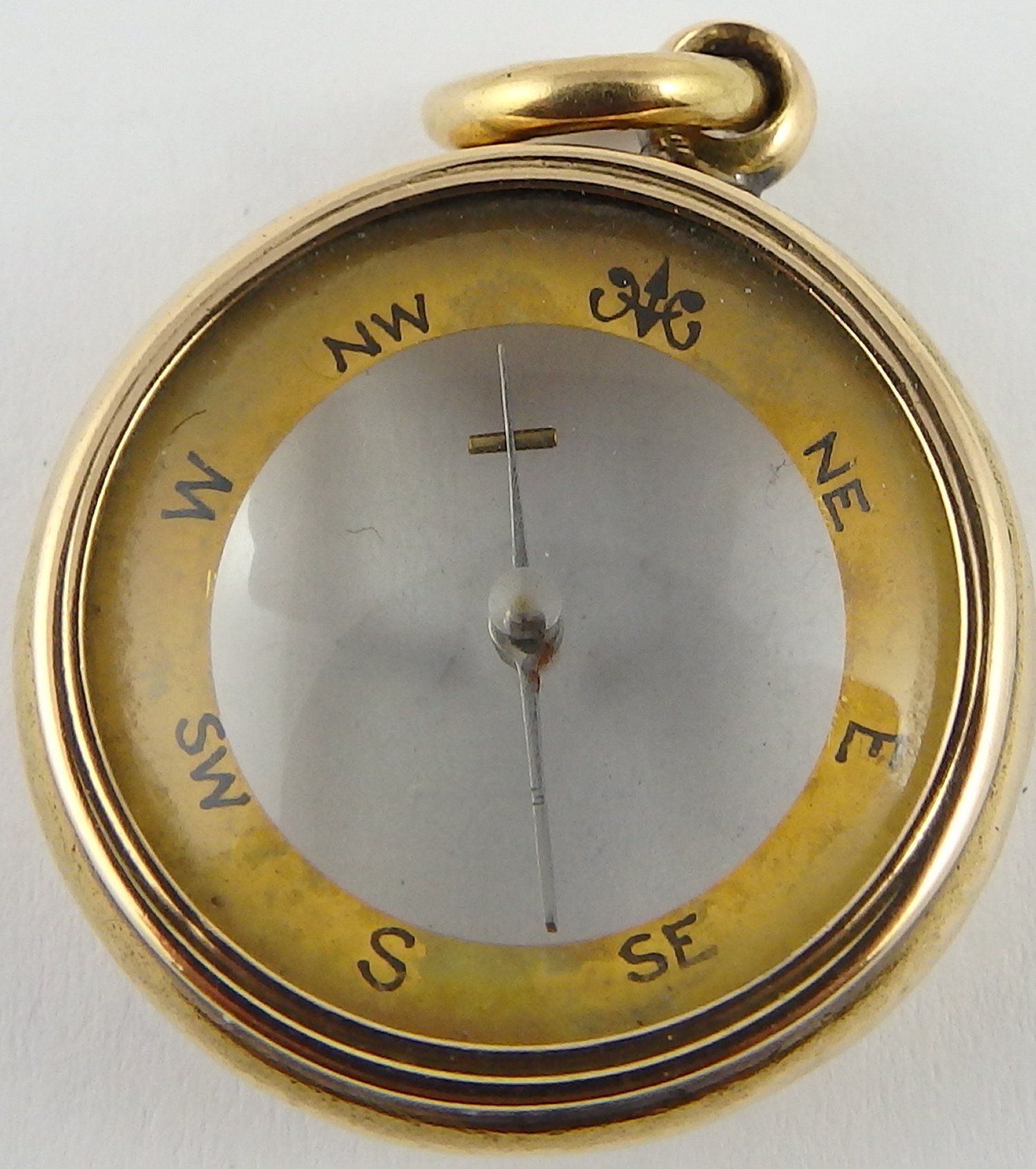 Antique 9 carat gold watch fob, pendant or charm set with a working ...