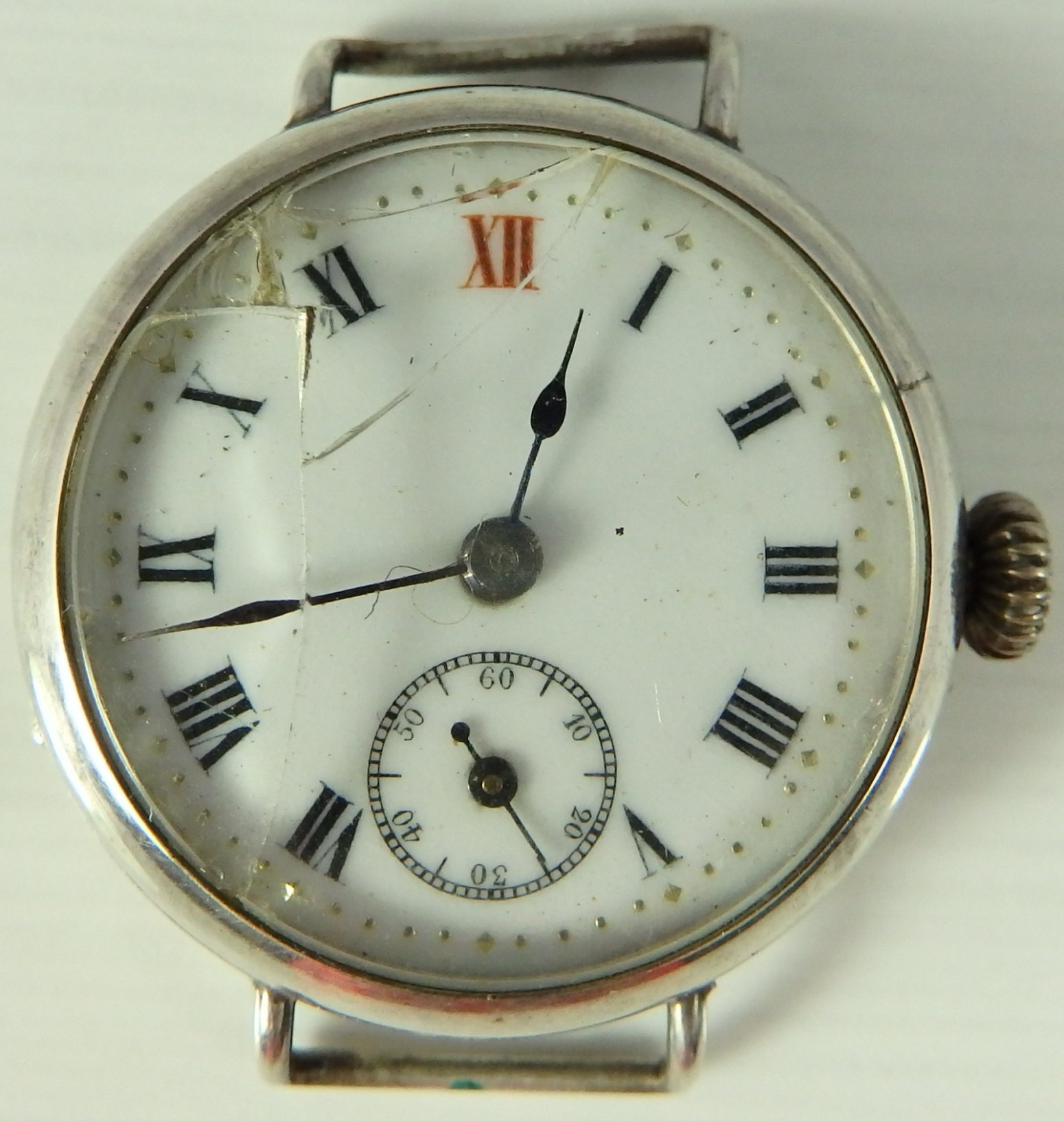 WW1 antique Swiss silver trench wristwatch | Ian Burton Antique Clocks