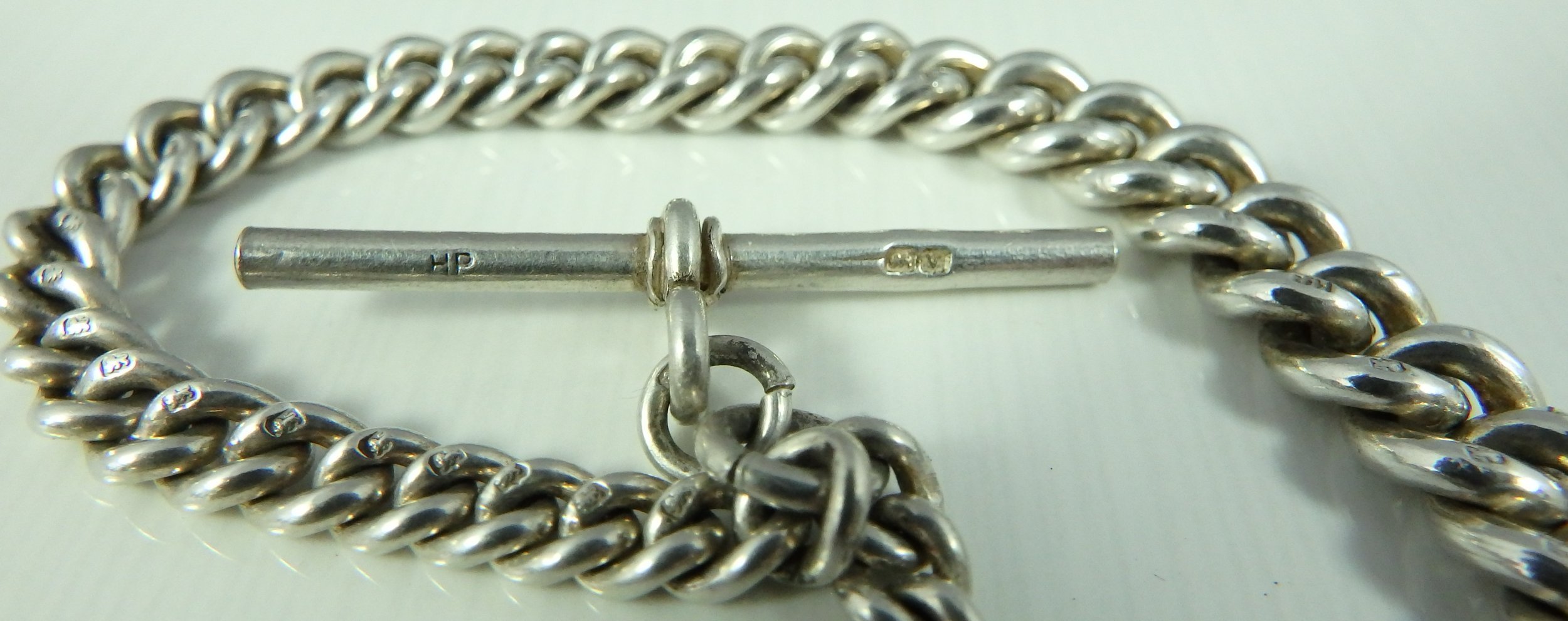 Antique silver albert pocket watch guard chain with swivel fob | Ian ...