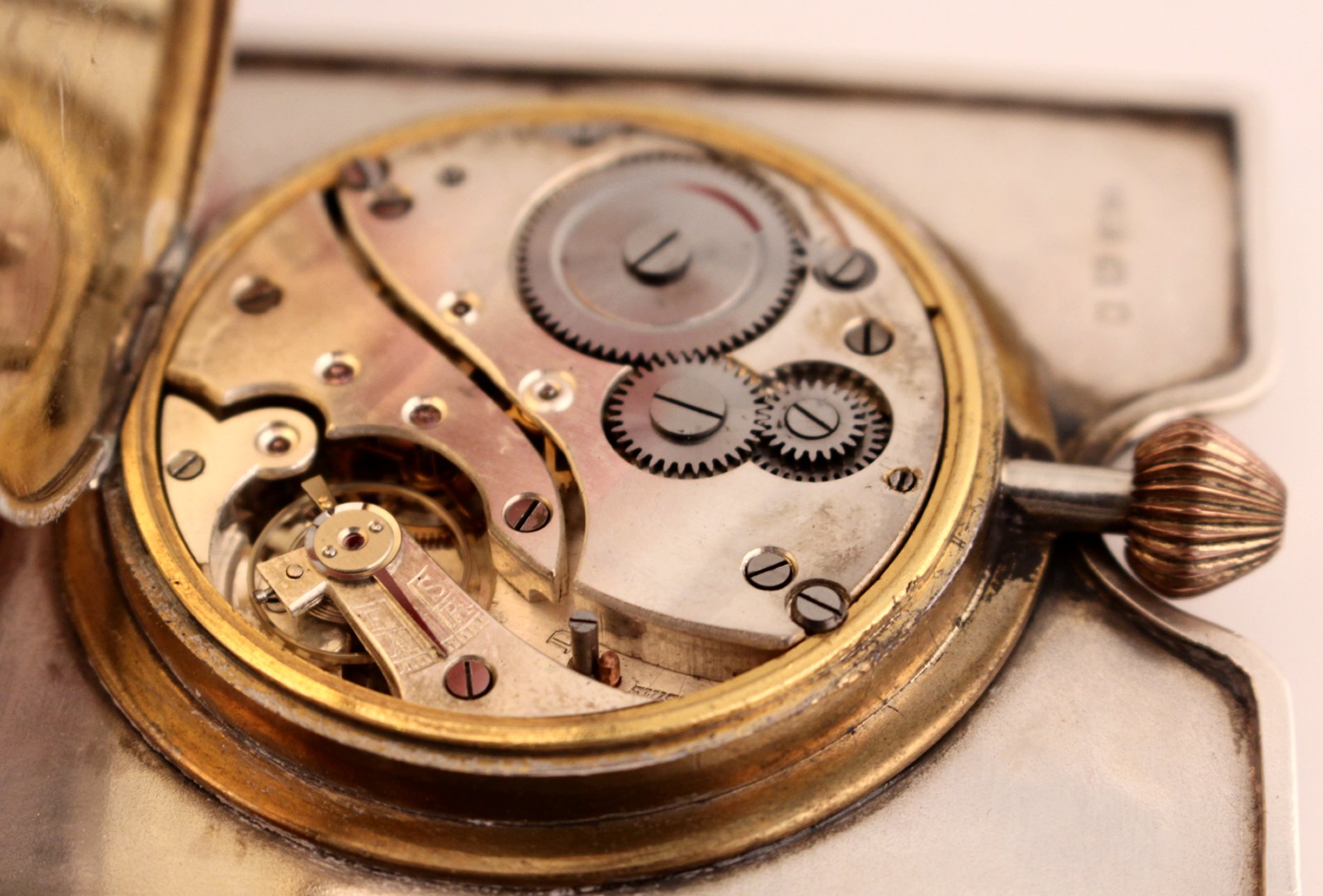 Antique 8-day silver travel clock in engine turned folding case, HM ...