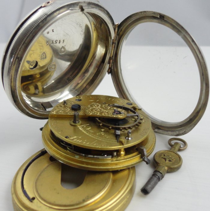 Antique silver fusee pocket watch with silver dial Adam Burdess ...