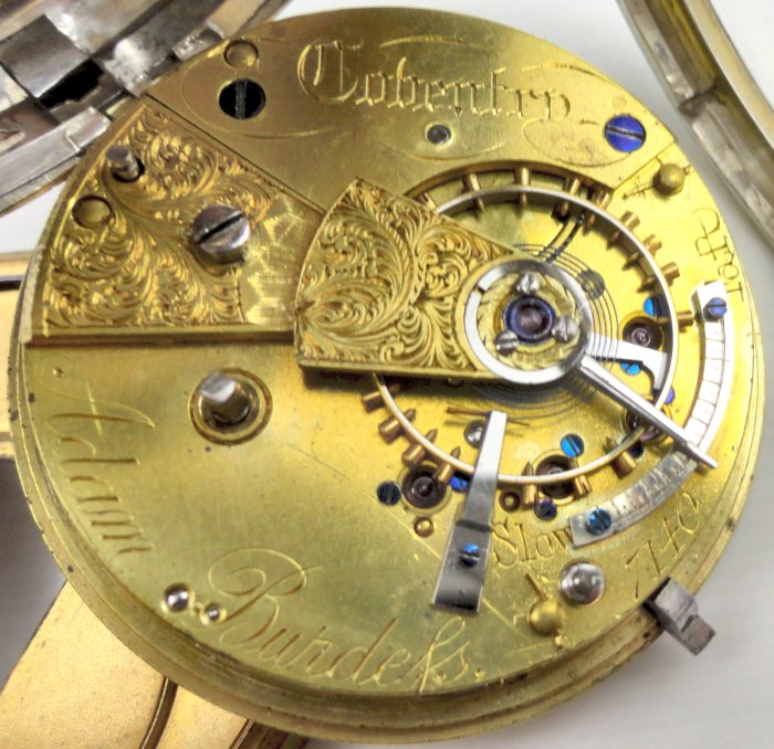 Antique silver fusee pocket watch by Adam Burdess Coventry Working ...