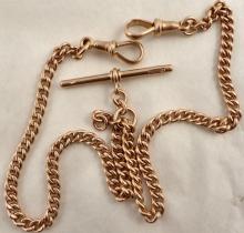 Antique 9ct solid gold hallmarked. Double albert pocket watch chain. 30 ...
